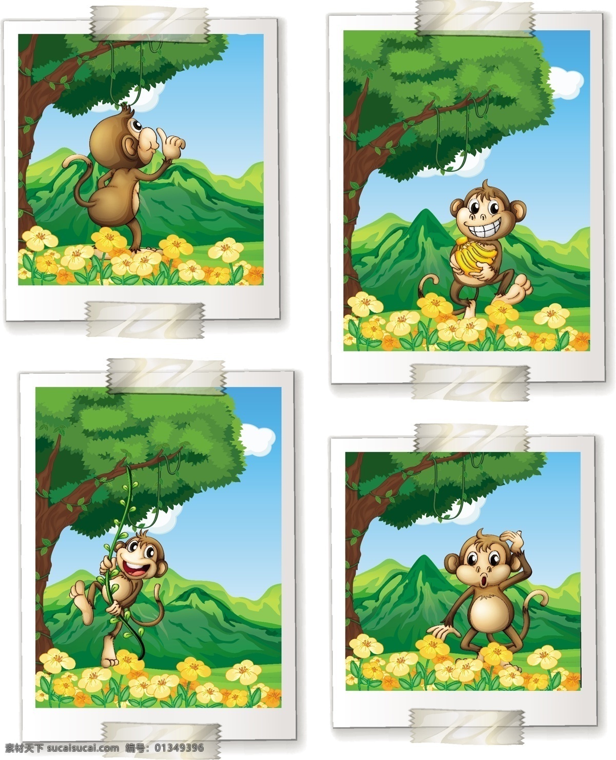 卡通猴子素材图片下载-素材编号01349396-素材天下图库