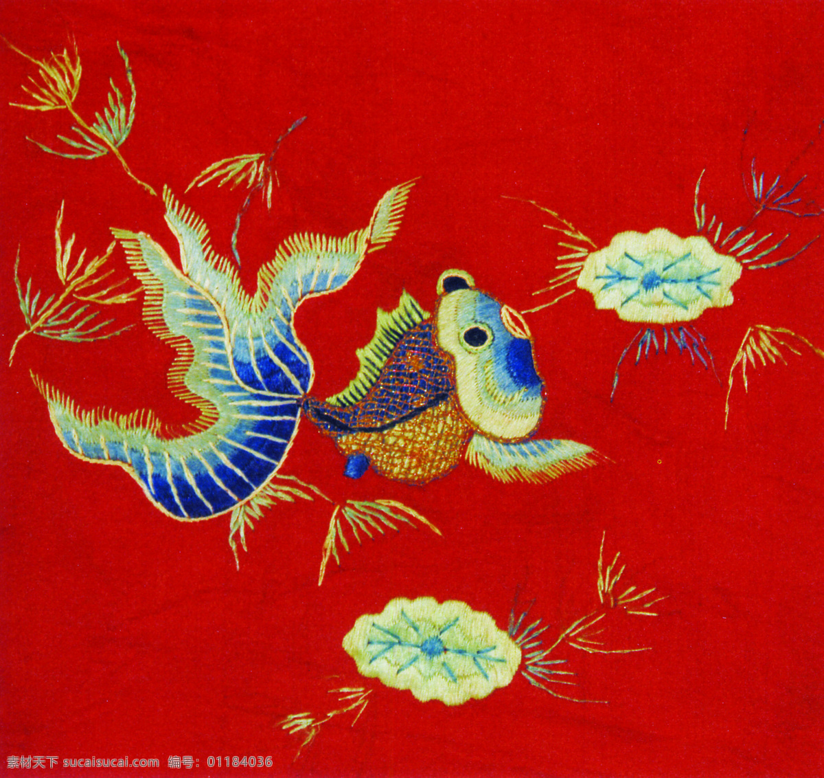 刺绣金鱼素材图片下载-素材编号01184036-素材天下图库