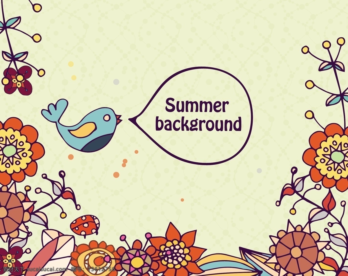 花卉背景插画涂鸦花鸟纹理素材图片下载-素材编号13612756-素材天下图库